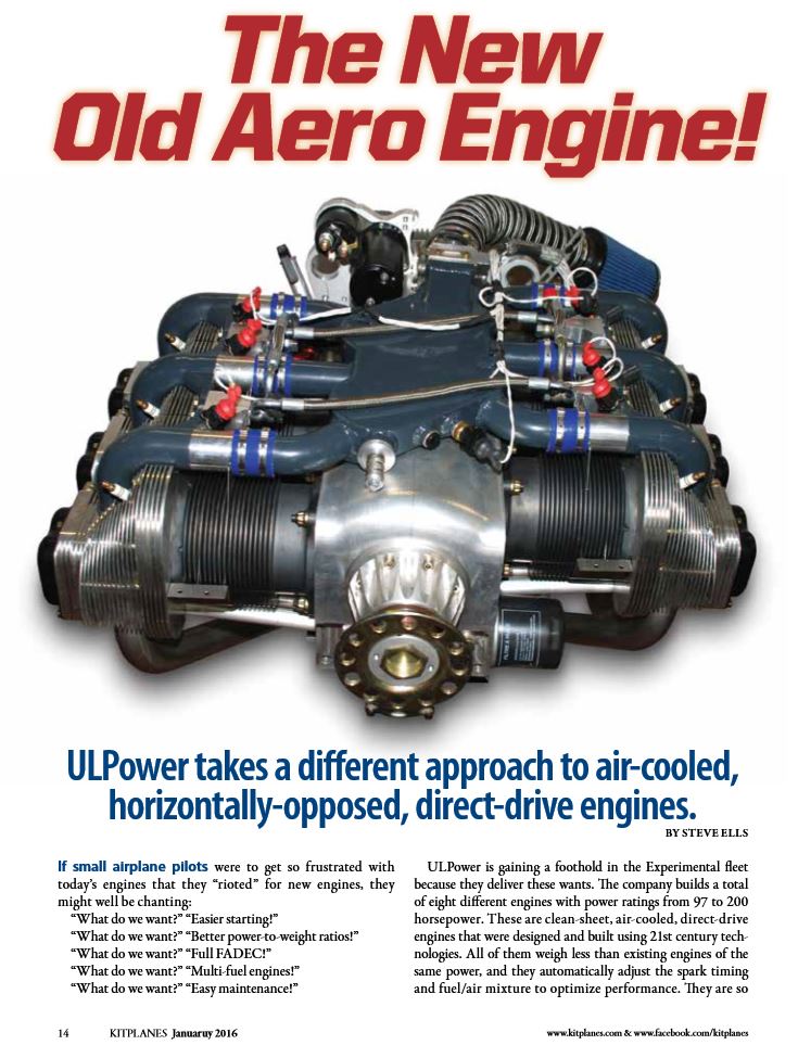 The NEW old Aero Engine - Kit Planes Magazine 2016 - ULPower News
